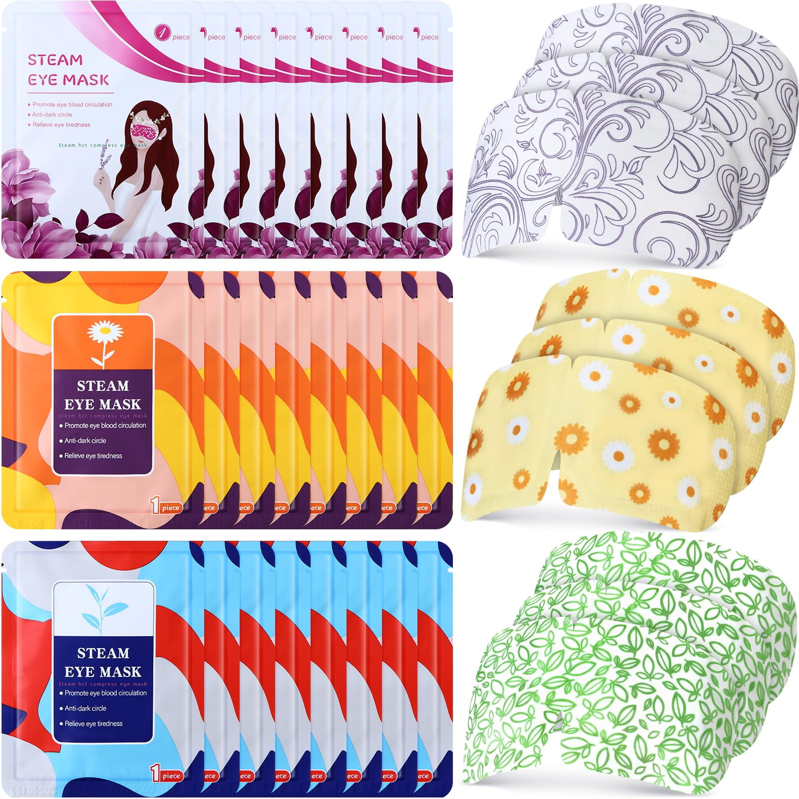 Silicherry 48 Packs Steam MMF7 Eye Mask Disposable Self Heating Eye ...