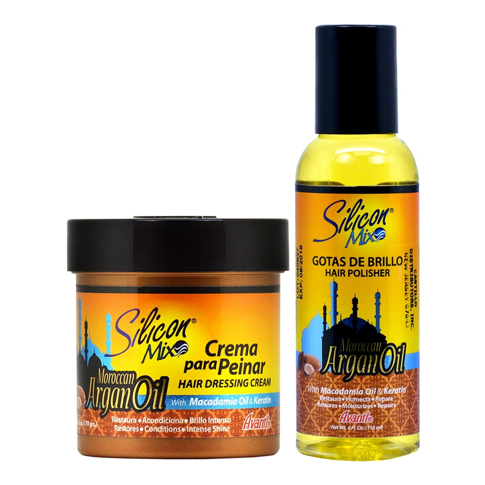 Silicon Mix Moroccan Hair Dressing Cream 6oz + Gotas De brillo Hair ...