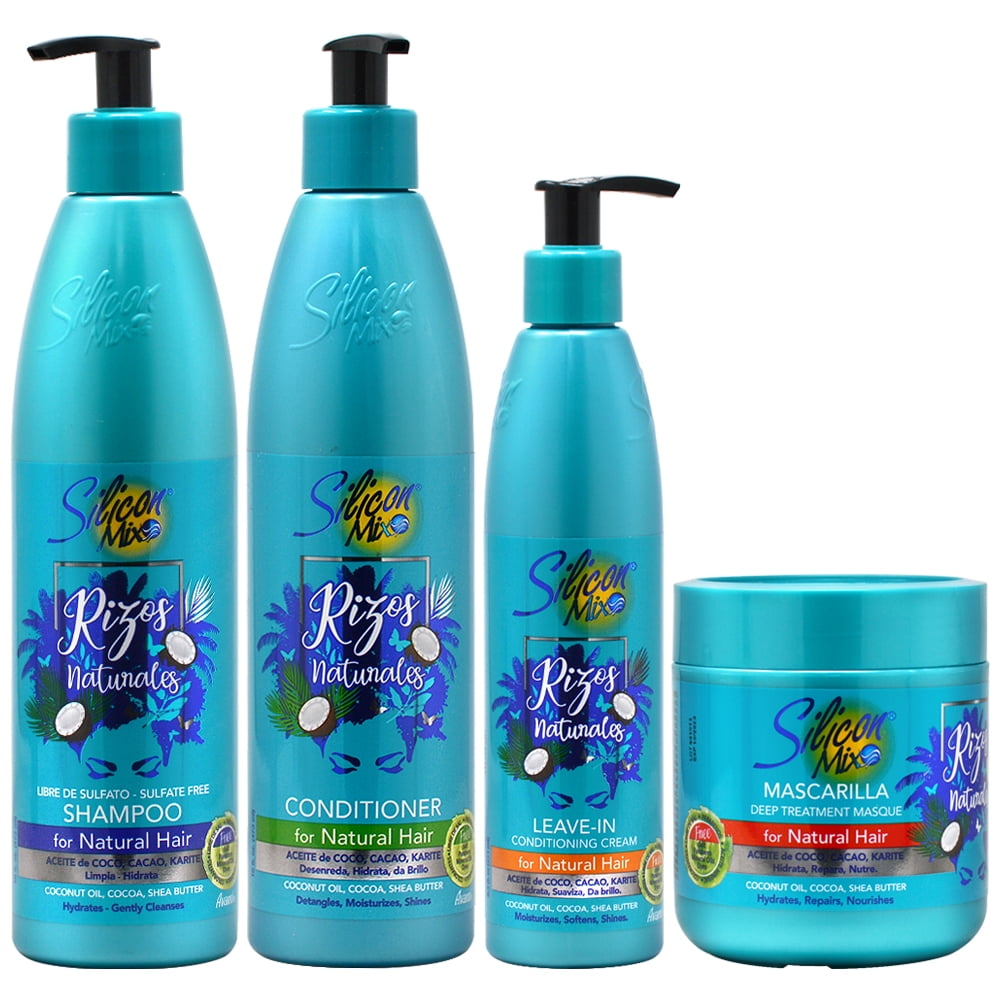 Silicon mix Rizos Naturales Shampoo 16oz + Conditioner 16oz + Leave in ...