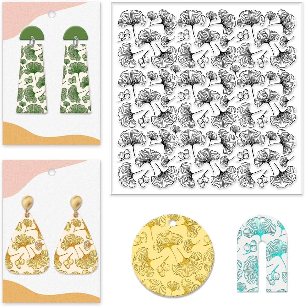 Silicone 1 pc Ginkgo Leaf Silicone Clay Texture sheet 5.5x5.5inch ...