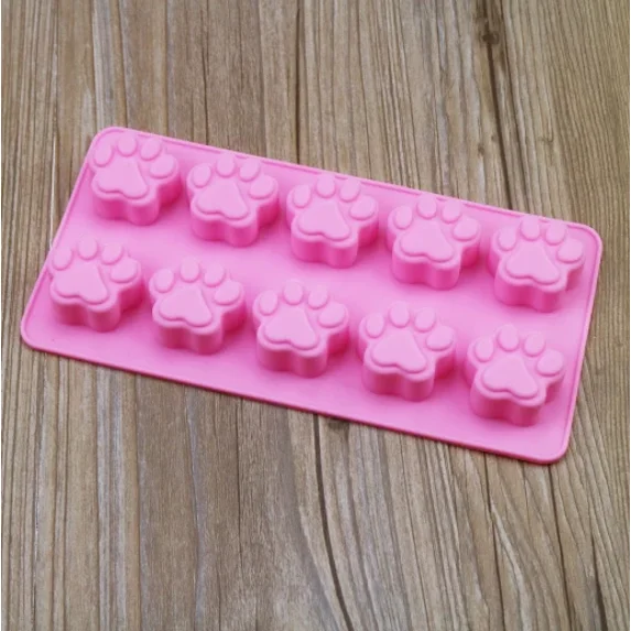 Silicone 10-Cupcake Mold Dog Paws Cake Mold Pudding Cookie Baking Tools ...