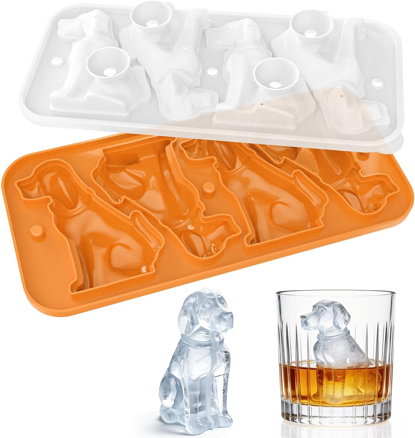 Silicone 3D Beagle Dog Ice Cube Mold Tray, 4-Cacity Funny Dogs Shape ...