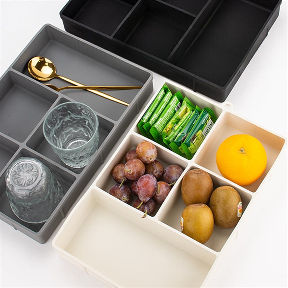 Silicone 5 Compartment Serving Tray Storage Box For Fruits Snacks ...