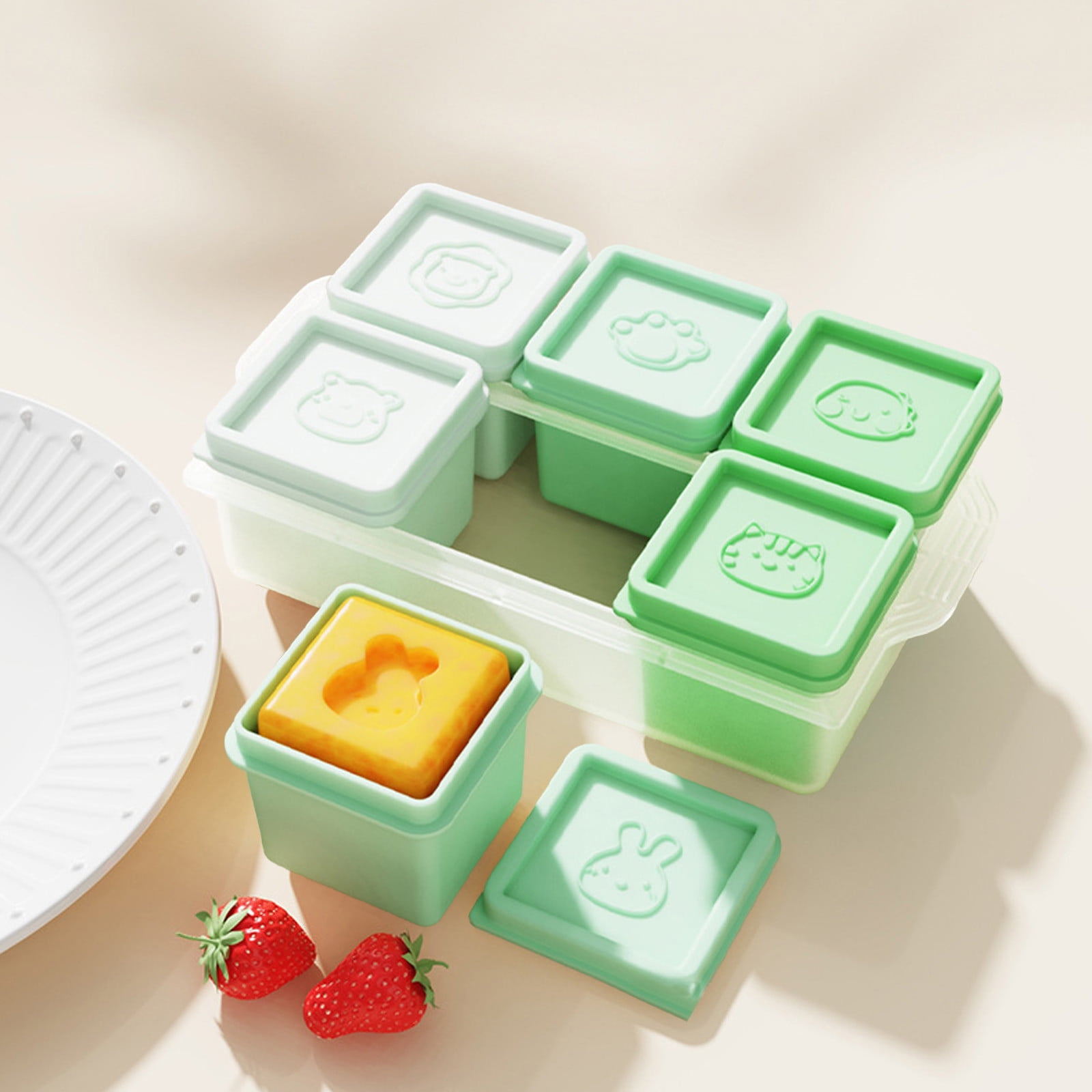 Silicone 6 Compartments Food Box Food Freezer Snack Box，Silicone ...
