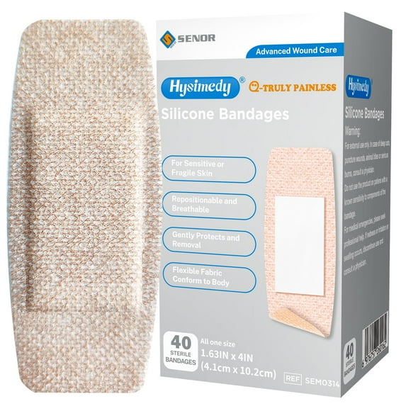 Silicone Adhesive Bandages Medium Sizes for Sensitive Fragile Skin 1.63 ...