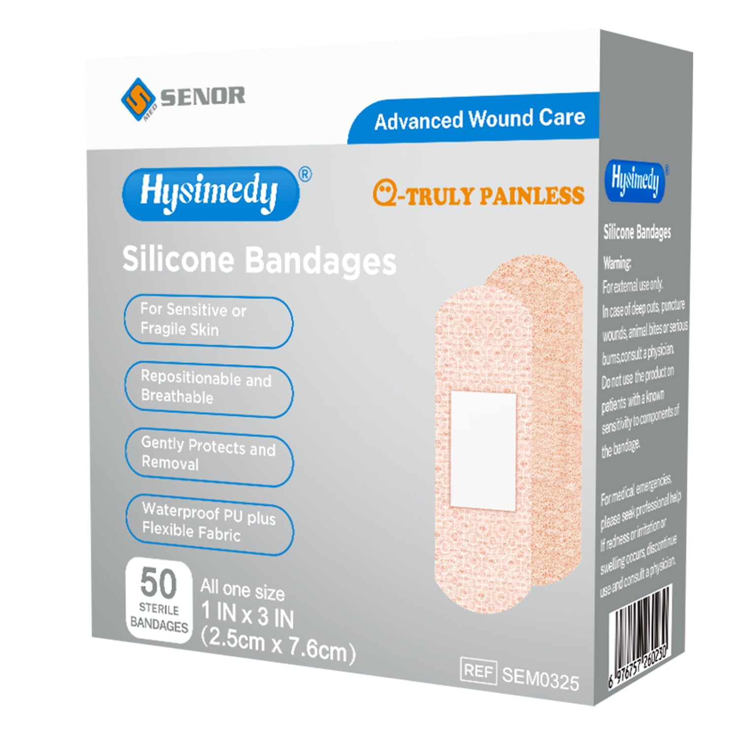 Silicone Adhesive Bandages Small Sizes for Sensitive Fragile Skin 1"x3 ...