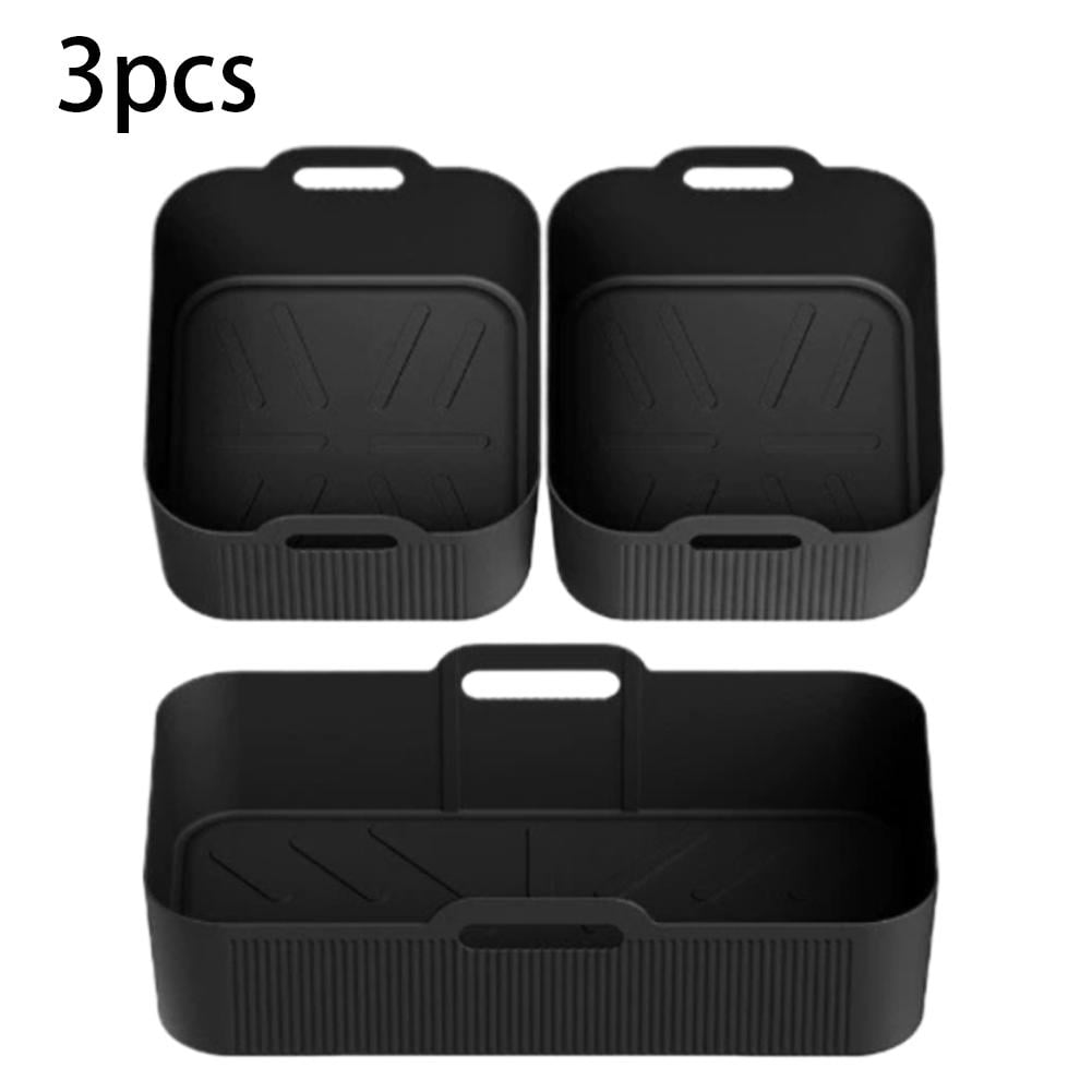 Silicone Air Fryer Basket Set, 5.2L-10.4L Compatible, Reusable Liners ...