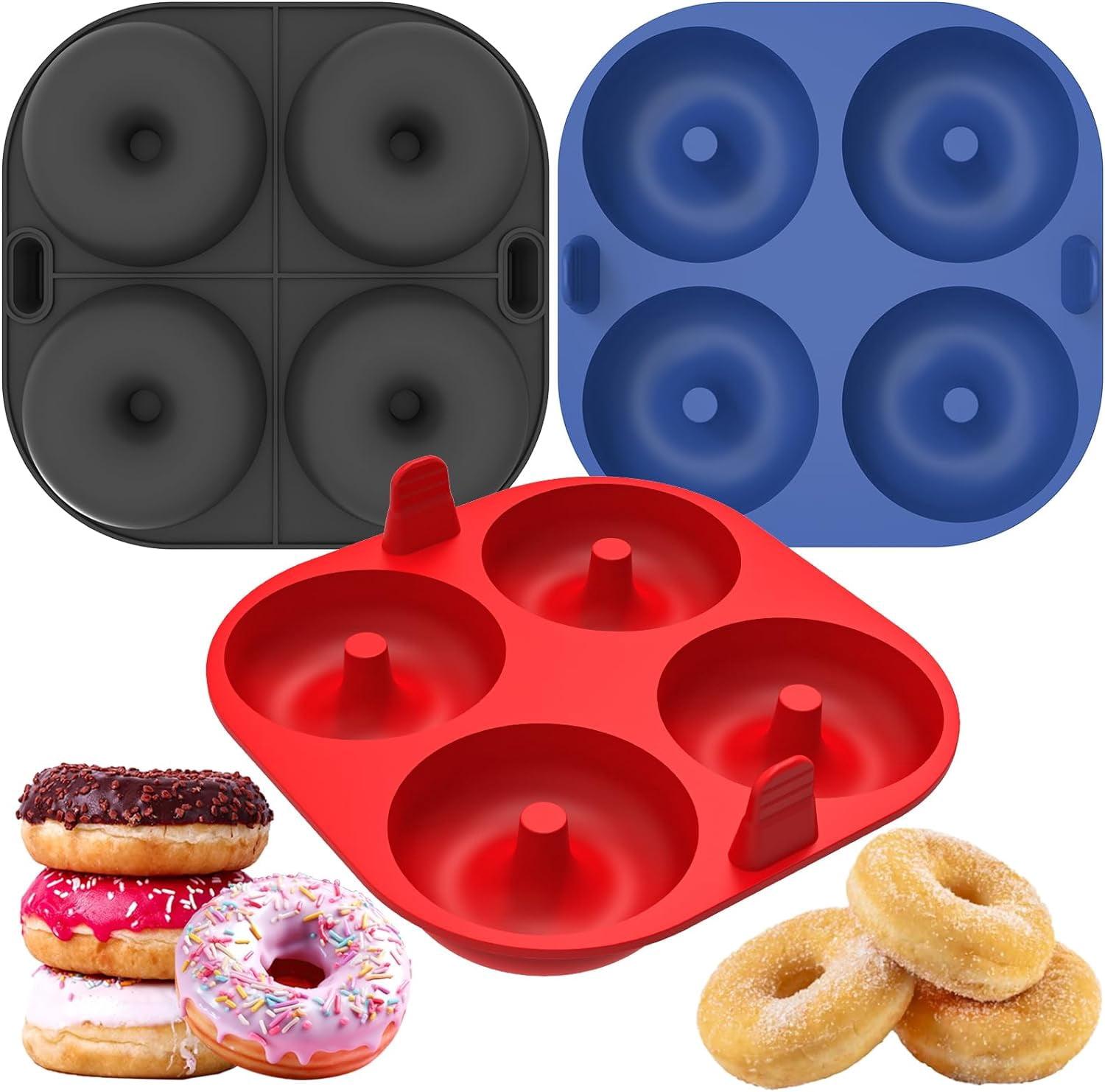 Silicone Air Fryer Donut Pan - Nonstick 4-Cavity Donut Mold for Baking ...