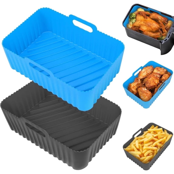 Zonada Silicone Air Fryer Liners Rectangle 8 inch 2pk for 8-10 QT ...
