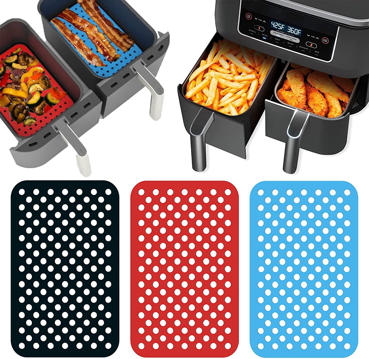 Silicone Air Fryer Liners for Ninja Foodi Dual Fryer - Walmart.com