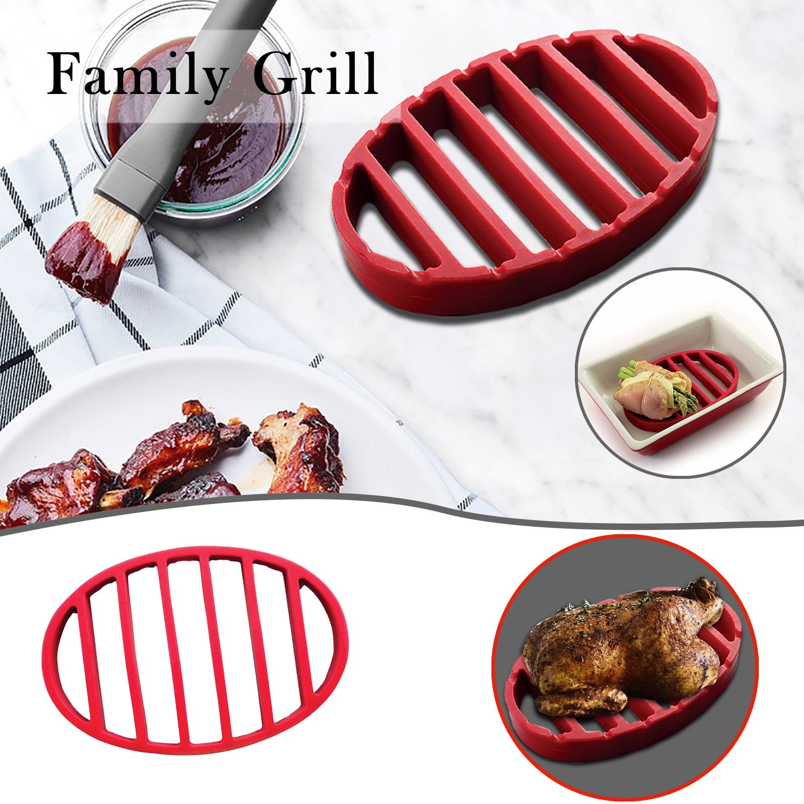 Silicone BBQ Grill Grill Grill Tray Rack Turkey Mat Kitchenware ...