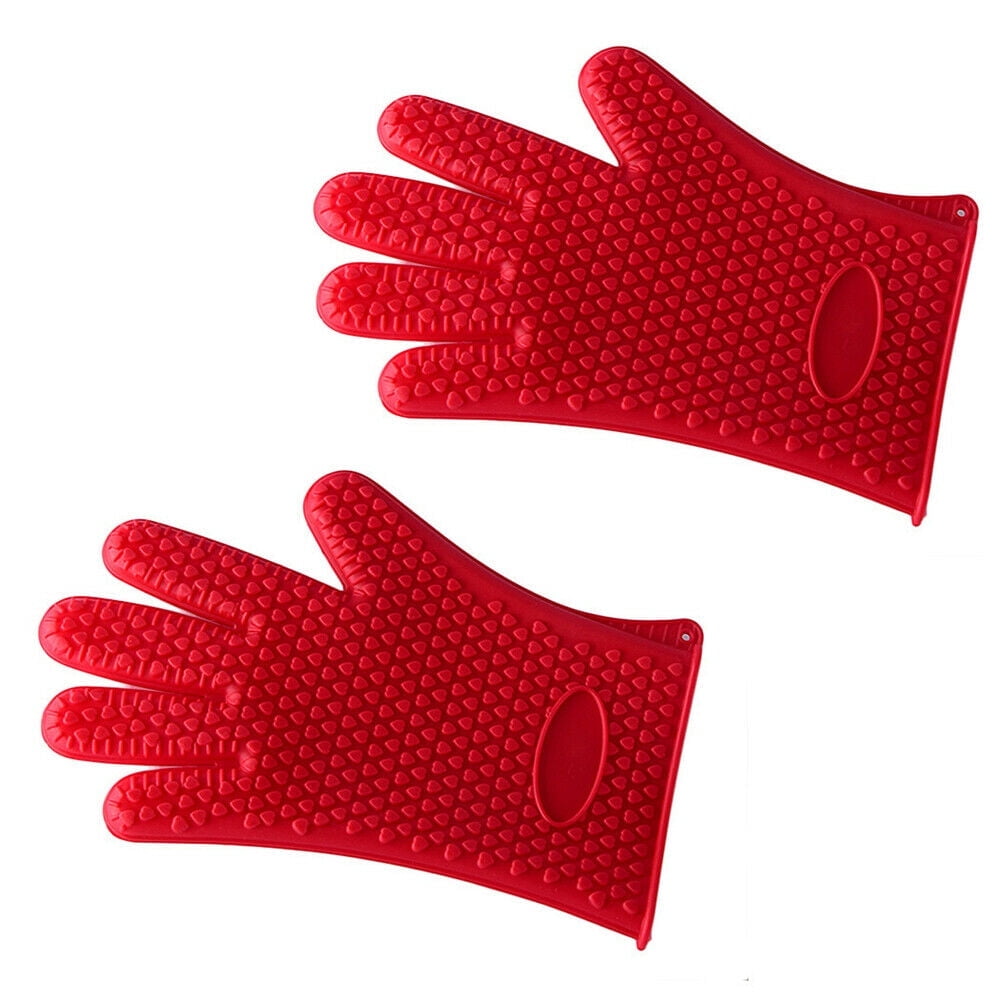 Silicone BBQ Heat Resistant Gloves Grill Pot Holder Cooking Grip Oven ...