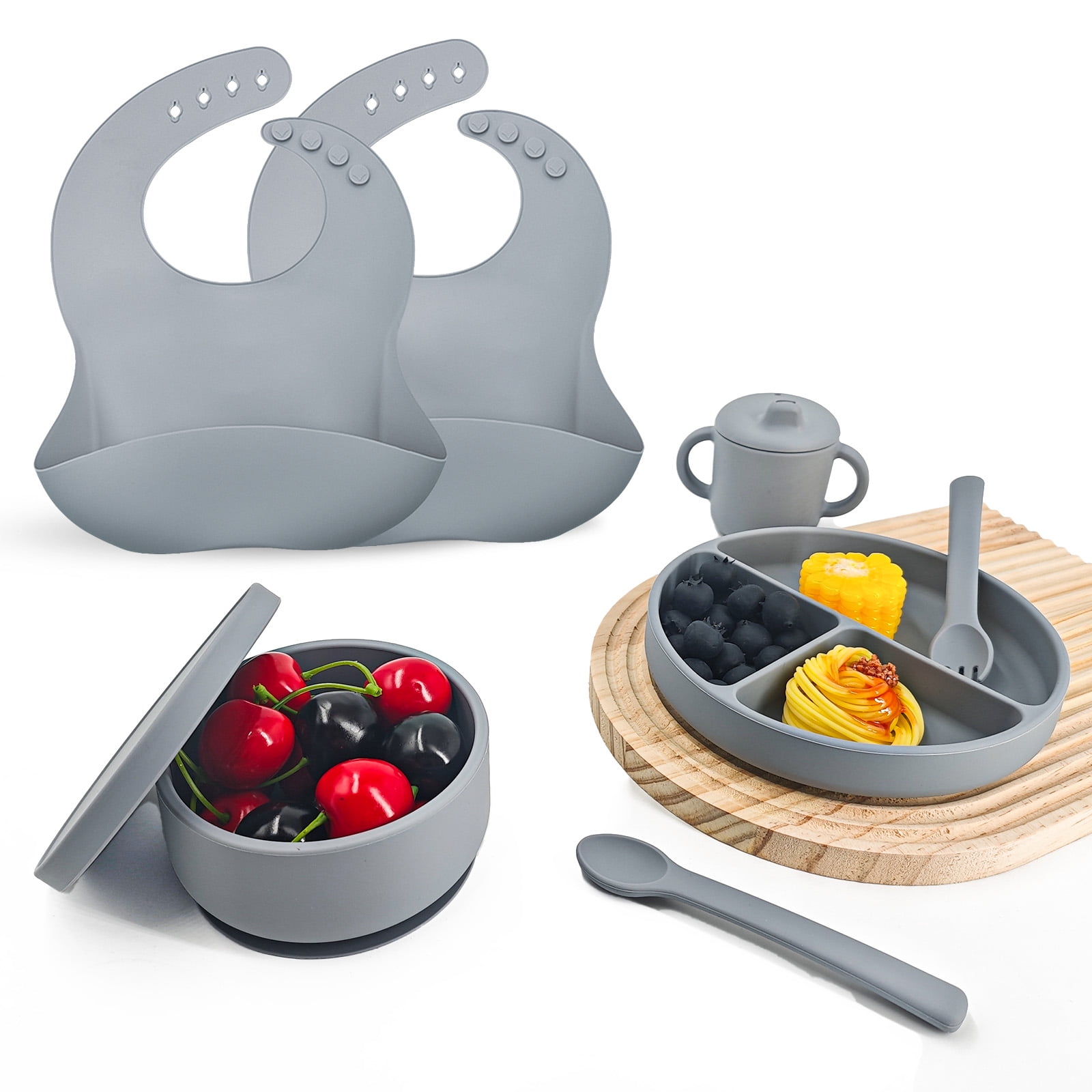 Silicone Baby Feeding Set,Baby Led Weaning Supplies Include Suction ...