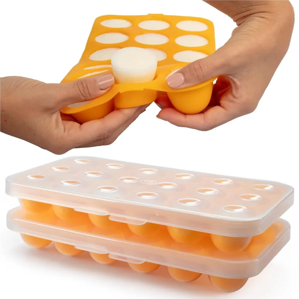 Silicone Baby Reusable Food Storage Tray (2 Pack) - Pop Out 1oz Portion ...