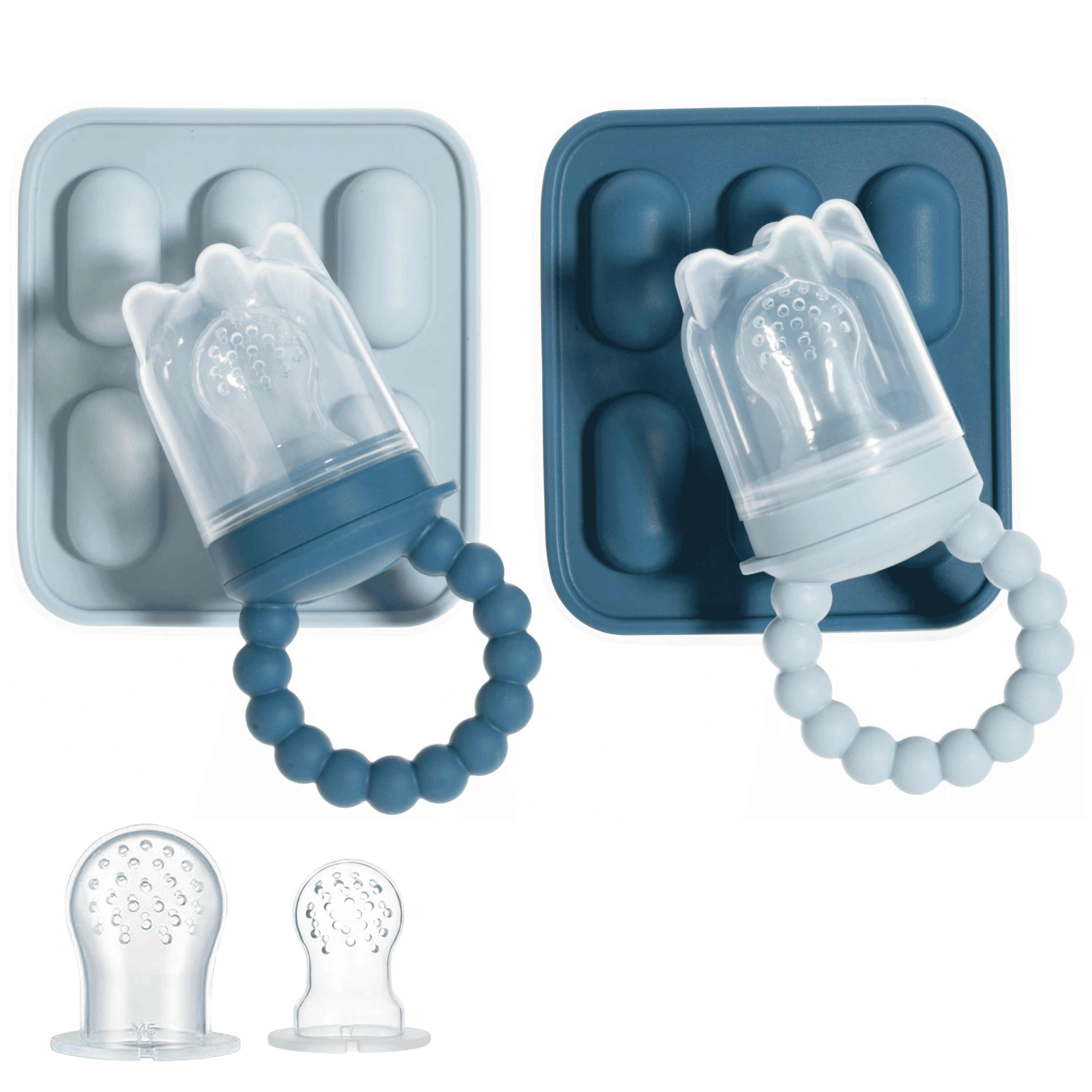 Silicone Baby Fruit Feeders with Freezer Tray for Batch Prep, Set of 2 ...