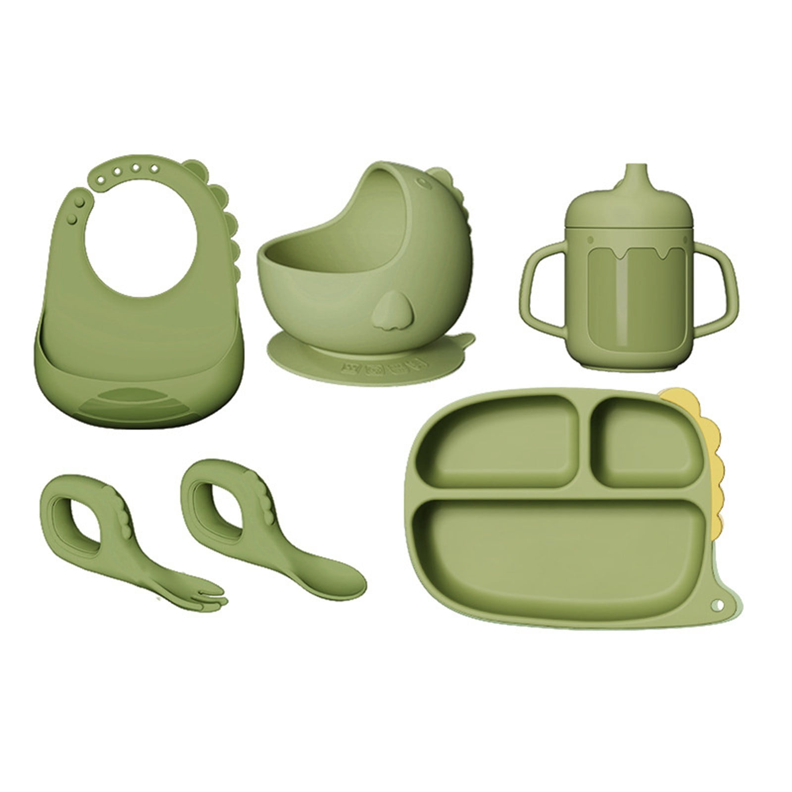 Silicone Baby Led Weaning Feeding Set with Suction Cup Divider Tray and ...