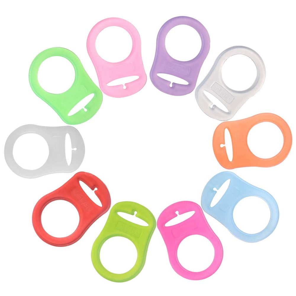 Set of 10 Pacifier Adapter Rings, Multi-Colored Clips for Baby Pacifier ...