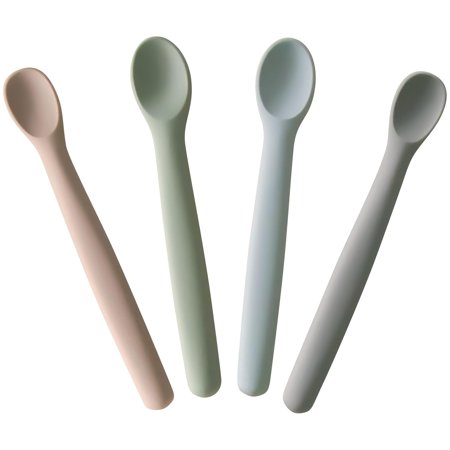 Silicone Baby Spoons Set of 4, Two Sizes Feeding Spoon for First Stage ...