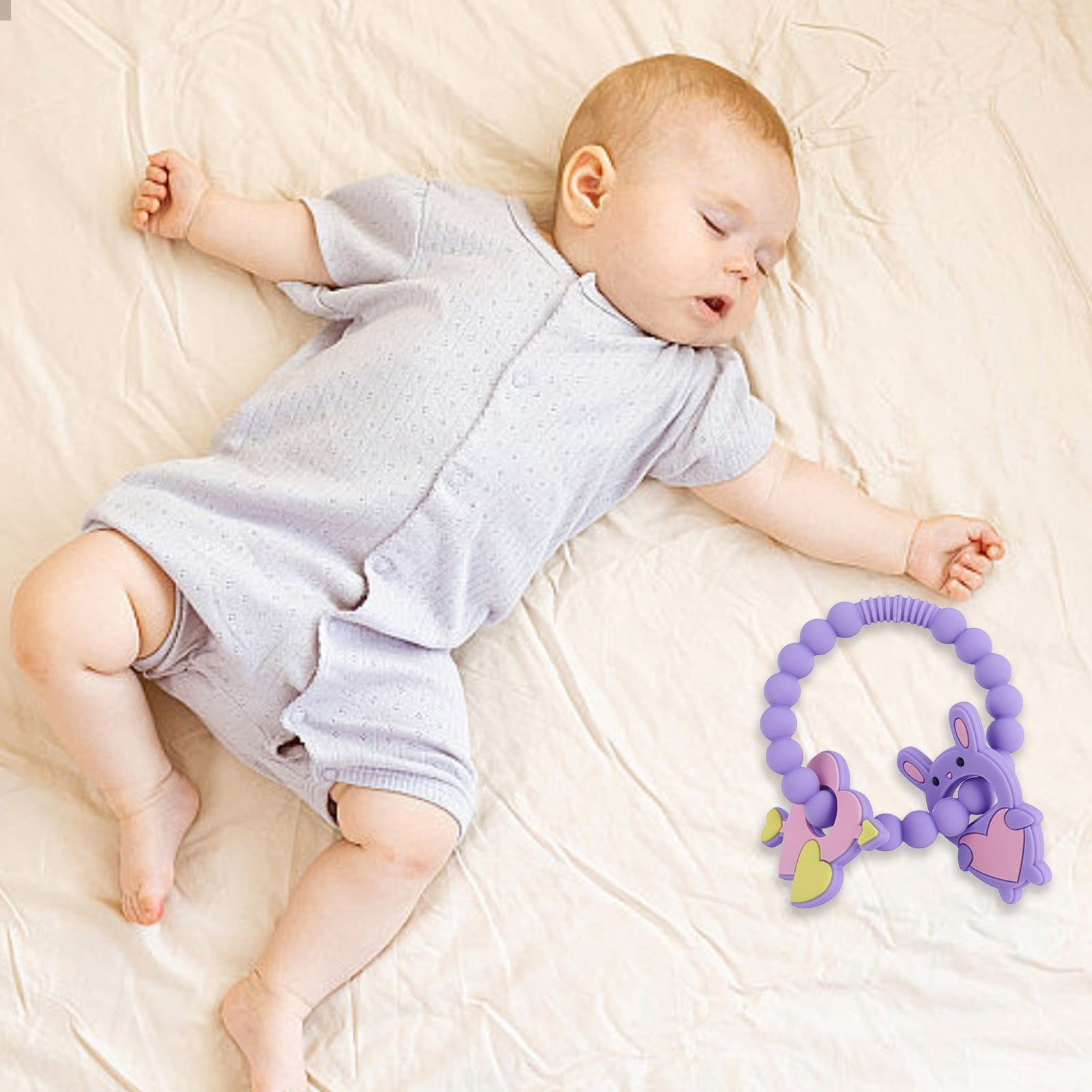 Silicone Baby Teething Bracelet - Tooth Glue Shape, Musical Toy & BPA ...