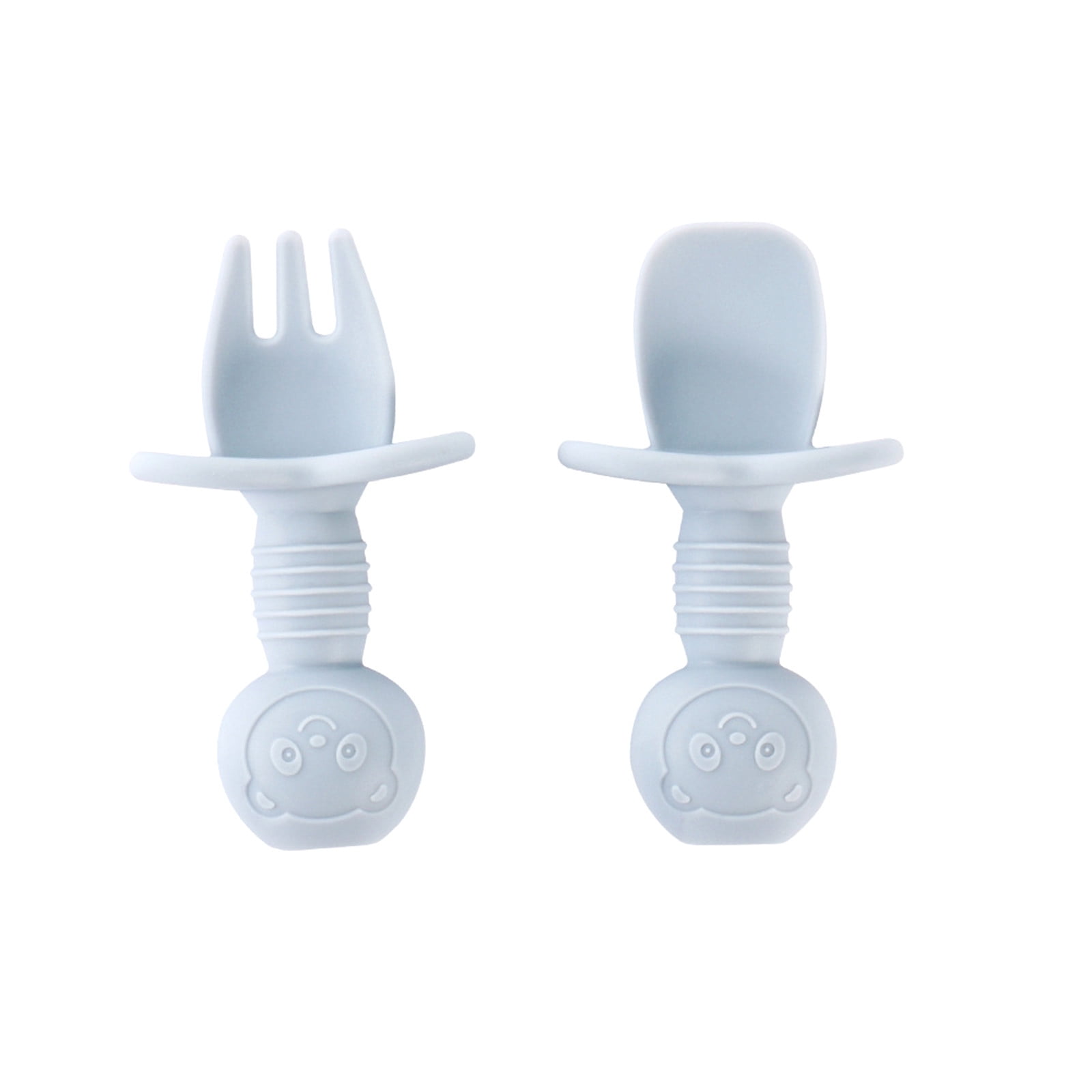 Silicone Baby Utensil Set with Ergonomic Handle Fork and Spoon for Self ...
