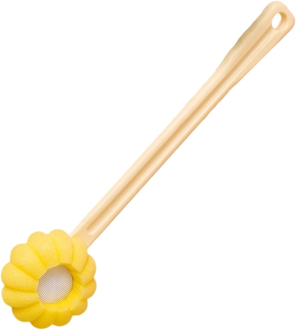 Silicone Back Scrubber with Long Handle and Sponge, Yellow Bath Brush ...