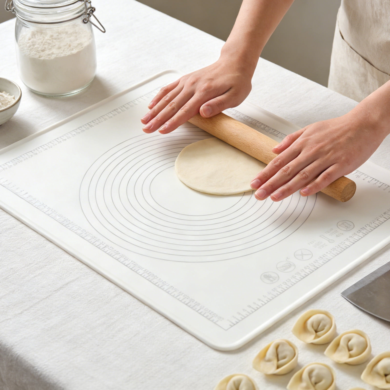 Silicone Baking Mat 16"L x 20"W, Extra Thick Dough Rolling Pad with ...