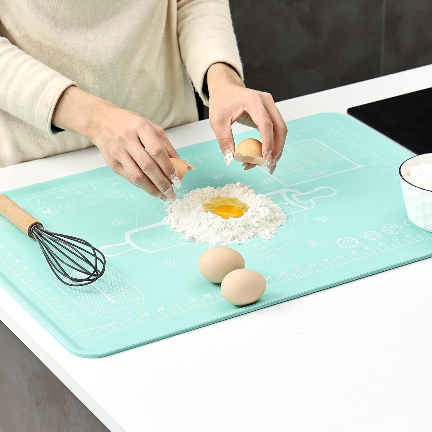 Silicone Baking Mat 20"L x 28"W, Extra Thick Dough Rolling Pad with ...