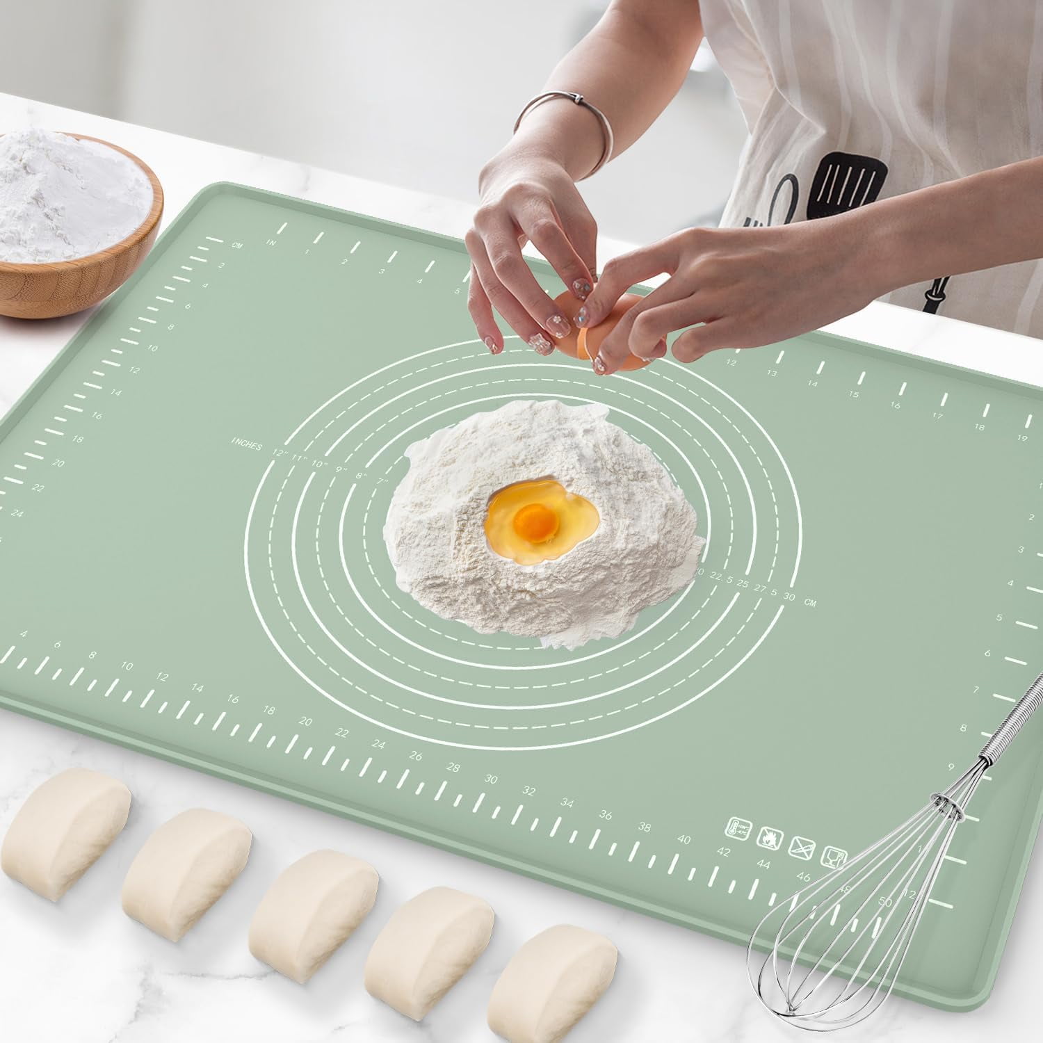 Silicone Baking Mat 28" x 20", Extra Thick Dough Rolling Mat with ...