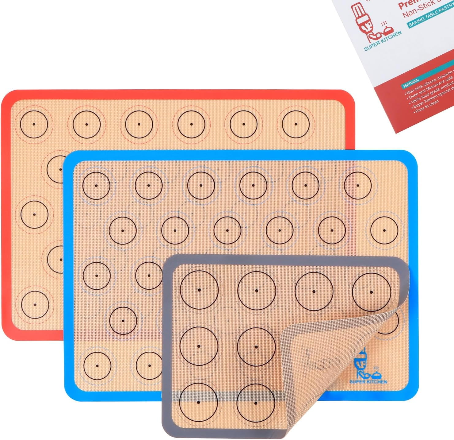 Silicone Baking Mat Macaron - Set of 3 (2 Half Sheet Liners and 1 ...