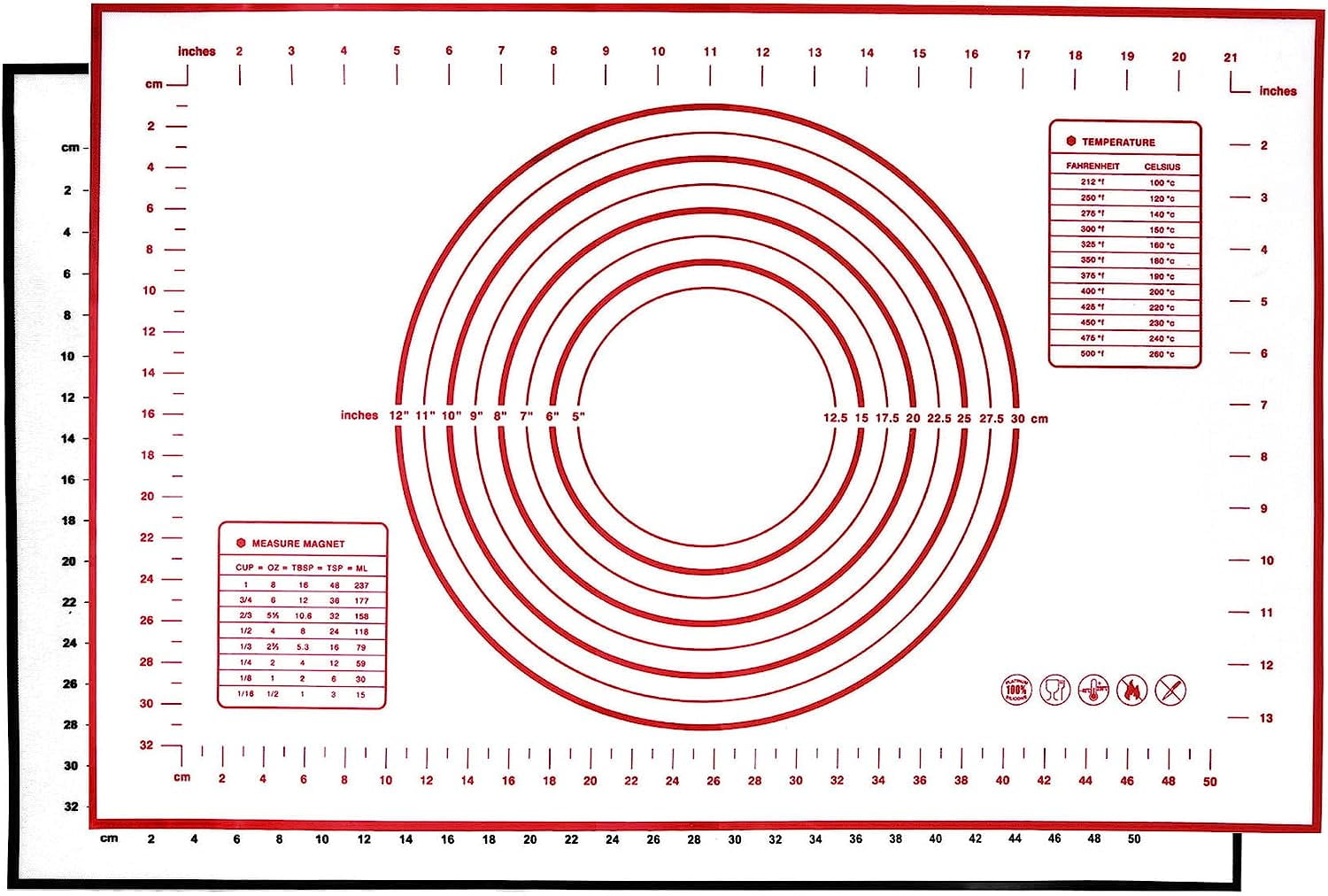 Silicone Baking Mat (Pack of 2), Reusable Non-Stick Pastry Mat with ...