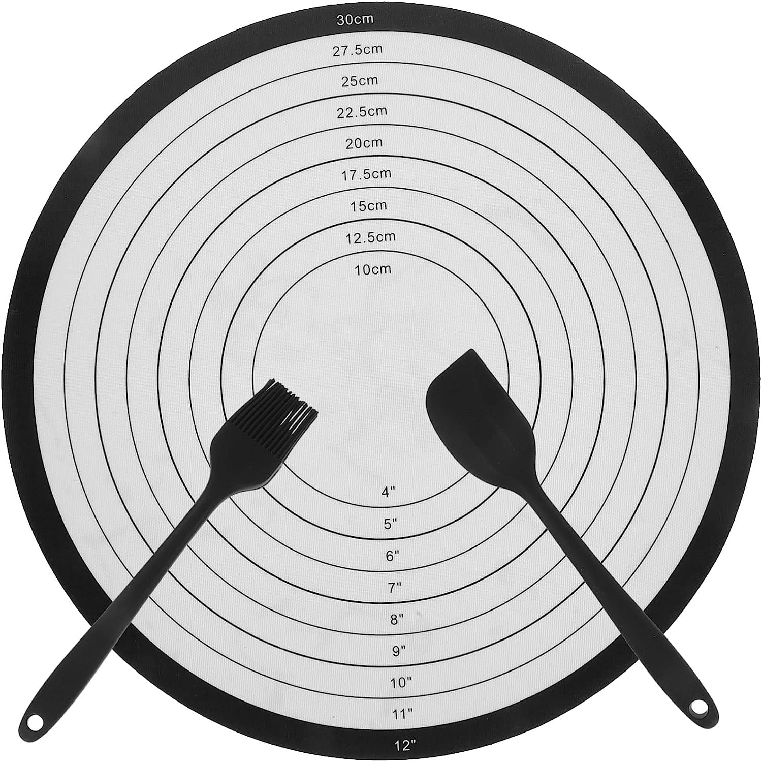 Silicone Baking Mat Round Pastry Mat Non Slip Table Placemat with ...