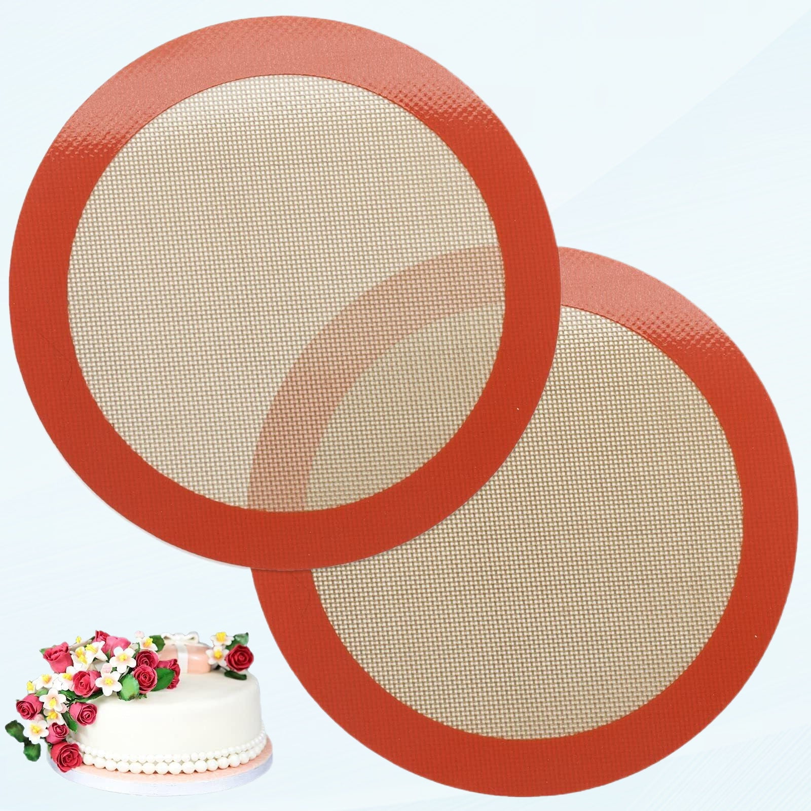 Silicone Baking Mats, 2 Silicone Round Mats for 9 Inch Cake Pan ...