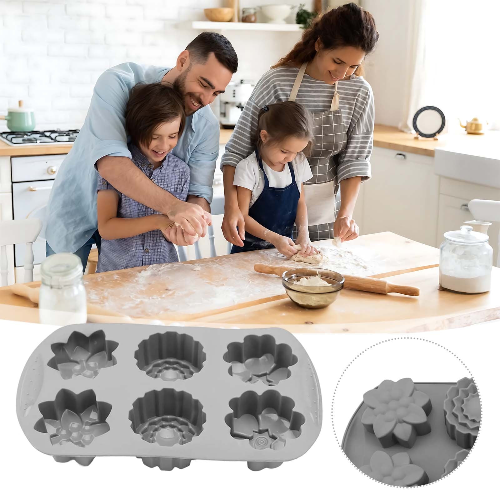 Silicone Baking Mold, 6 Cavity Jelly Pudding Chocolate Maker, DIY Cake ...