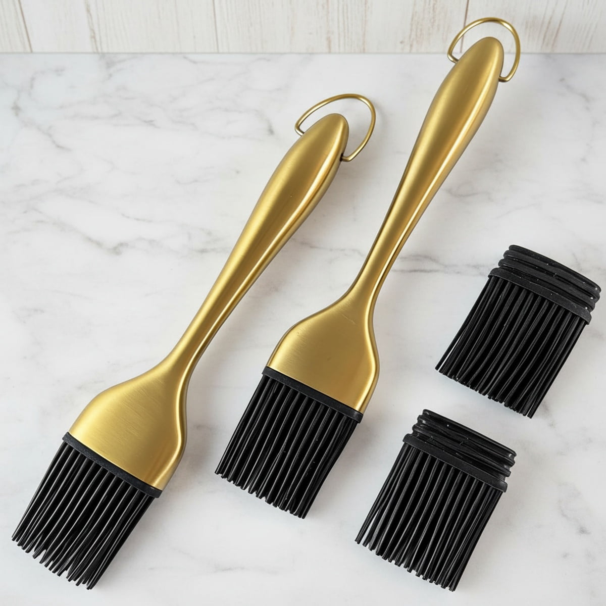Silicone Basting Brush for BBQ Grill, 2 Pack with 2 Extra Heads (4 ...