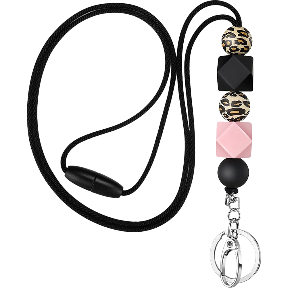 Silicone Beaded Keychain Lanyard ID Card Lanyard Anti-lost Neck Key ...