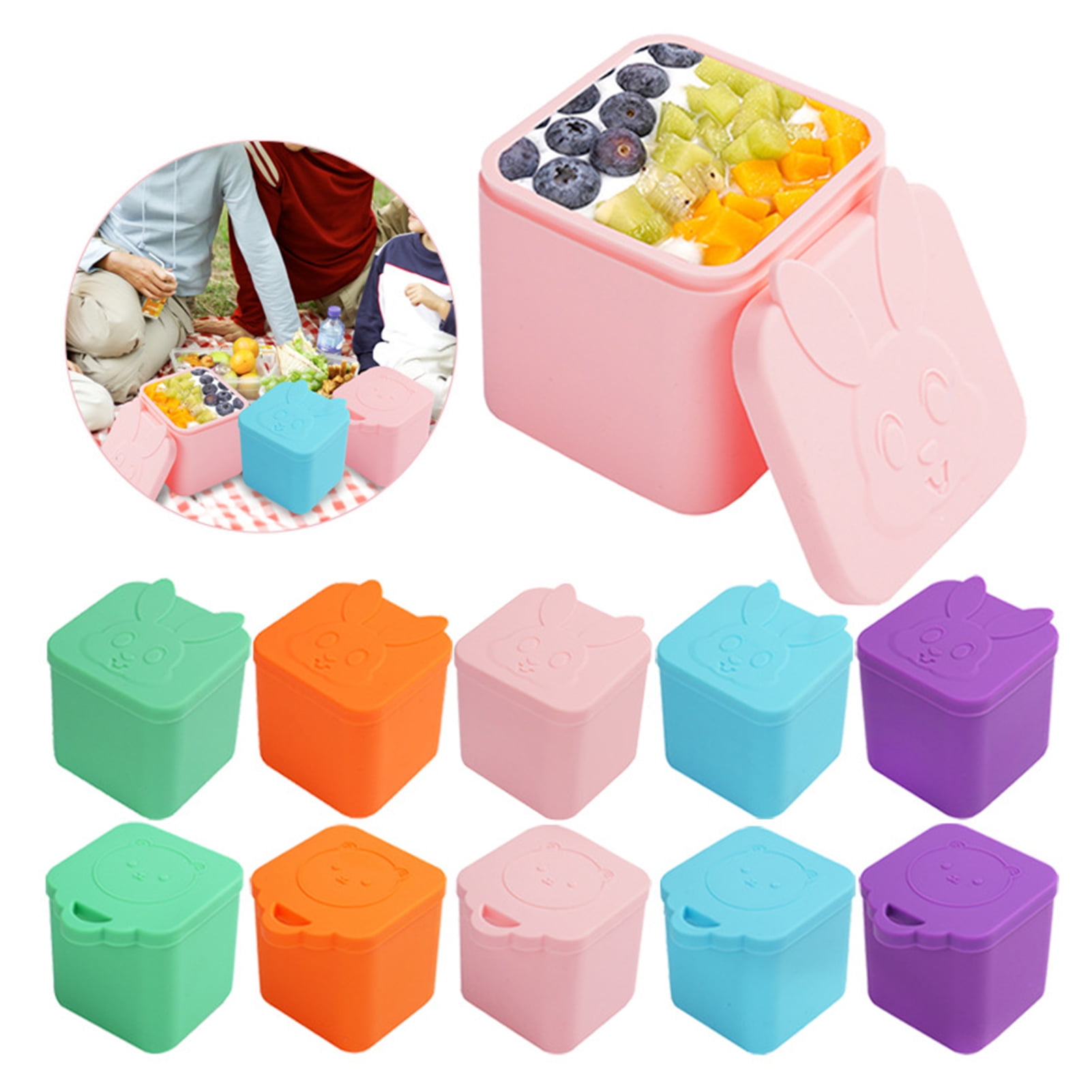 Silicone Bear Bunny Dips Containers Salad Dressing Container Condiment ...