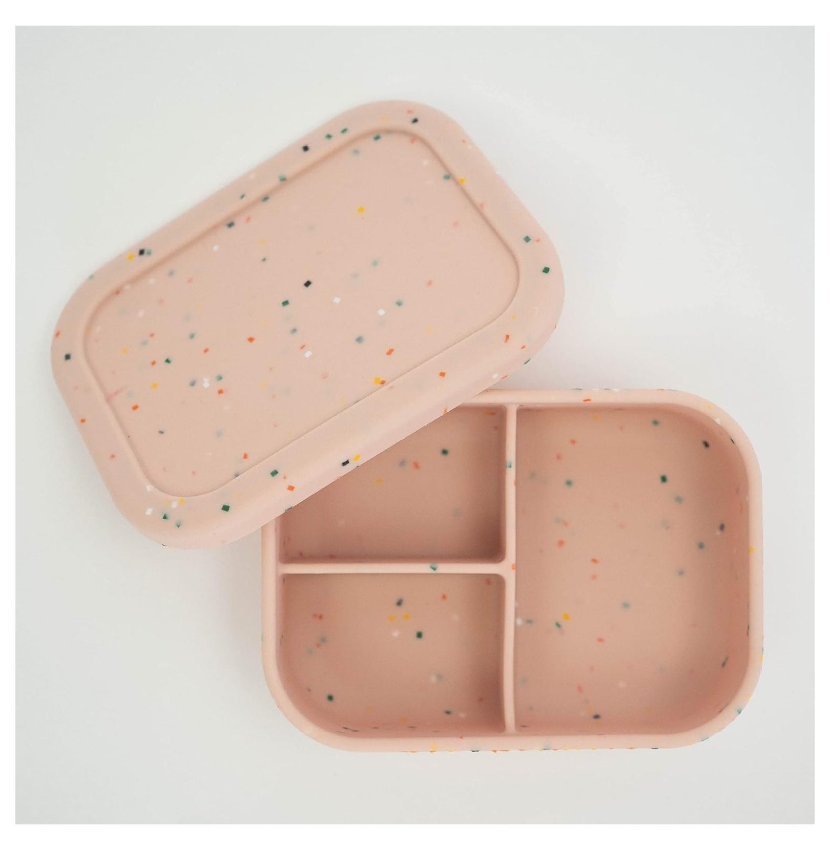 Silicone Bento Box - 3 Compartment Food Storage Container with Dividers ...