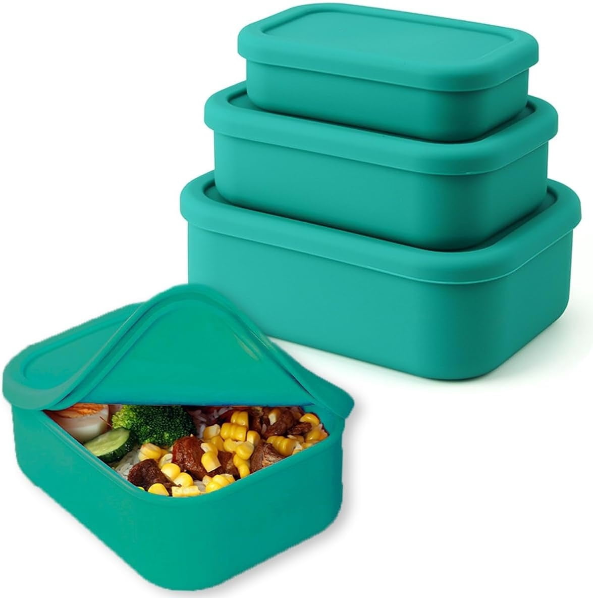 Silicone Bento Boxes Lunch Container, YONGHAO Leak-Proof Lunch ...
