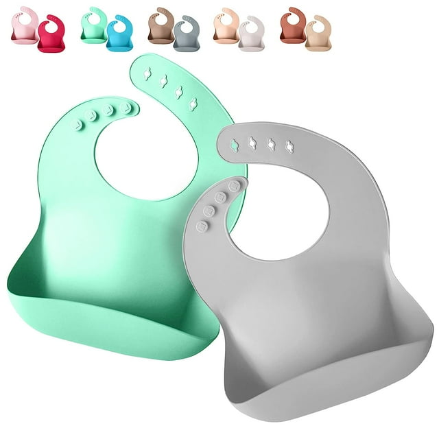 Silicone Bibs with Food Catcher, , Adjustable Fit for Babies and ...
