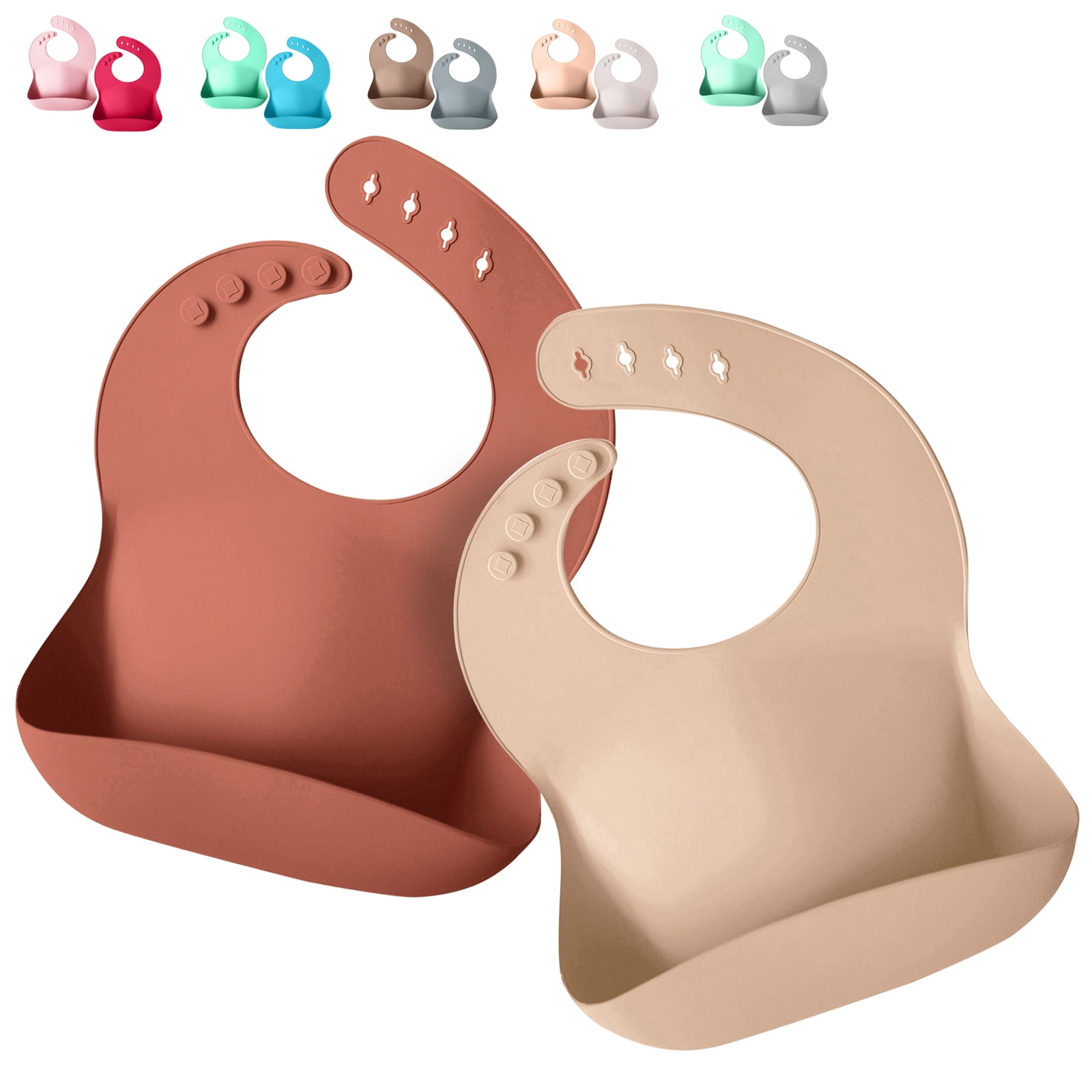 Silicone Bibs with Food Catcher, Soft and Waterproof Material ...