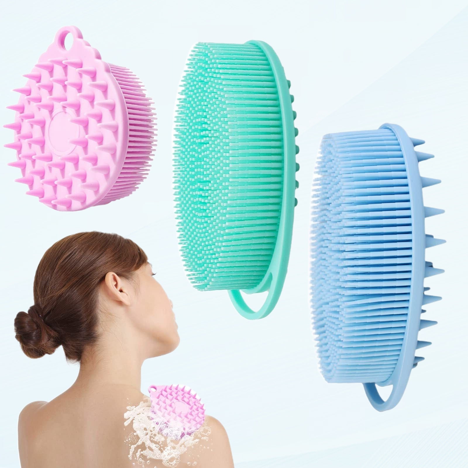 Silicone Body Scrub Silicone Loofah: 3pcs Silicone Body Exfoliating ...