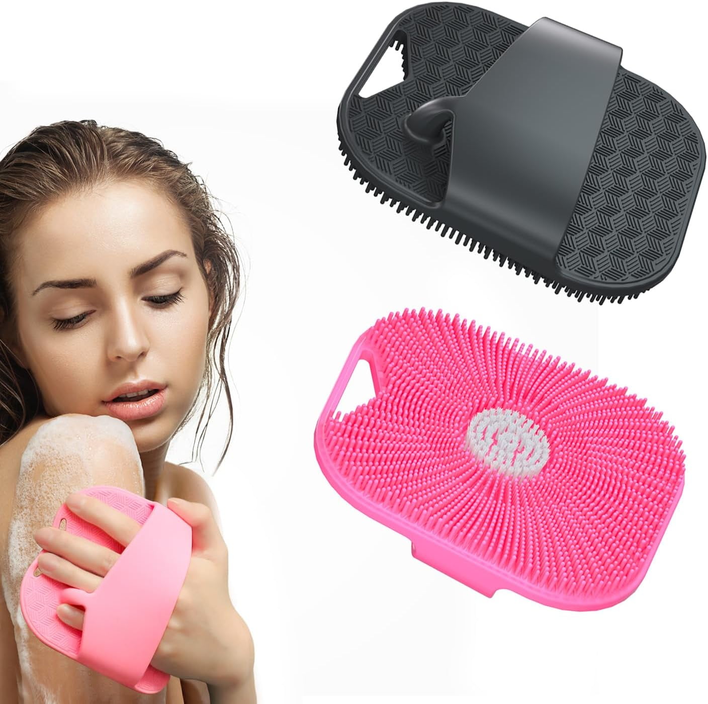 Silicone Body Scrubber With Enhanced Lathering Bristles Exfoliating