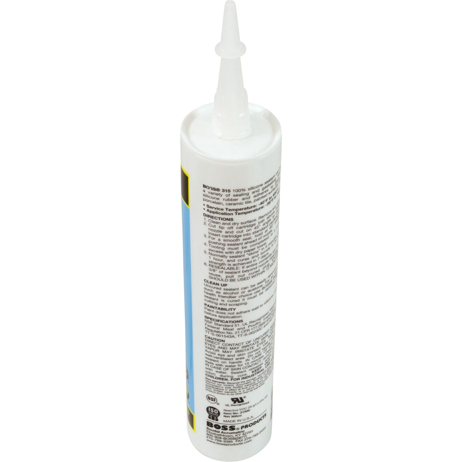 Silicone, Boss 100% RTV Sealant, Cartridge, Clear - Walmart.com