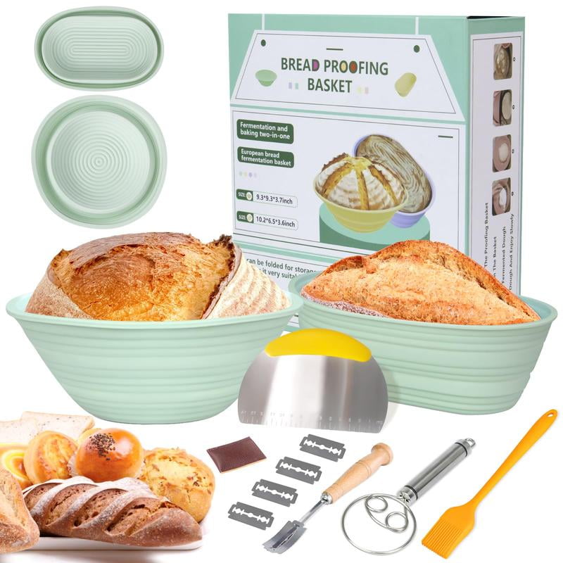 Silicone Bread Basket Set – 1 Complete Kit with Round & Oval Proofing ...