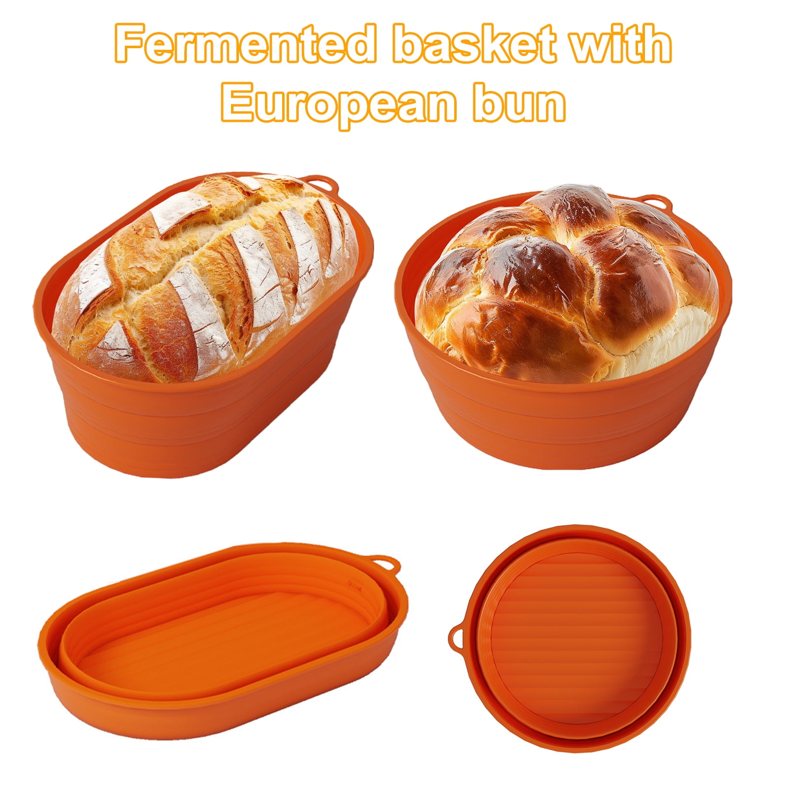 Silicone Bread Fermentation Basket Round Oval Dough Proofing Box Oven ...