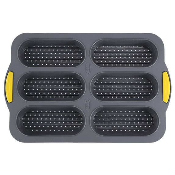 Silicone Bread Loaf Pan,Hot Dot Bun Pan,Perforated Non-Stick Hotdog Bun ...