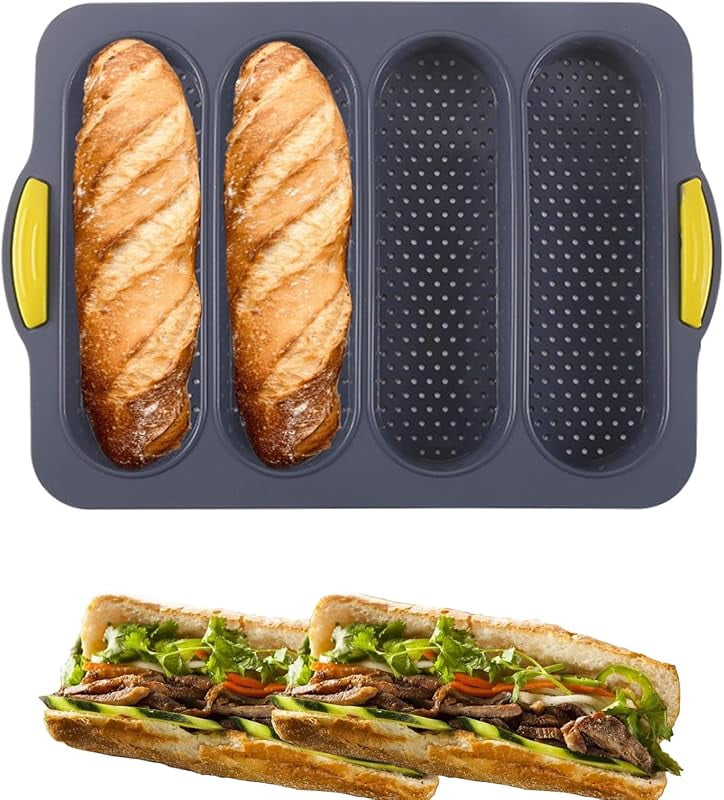 Silicone Bread Loaf Pan, Nonstick Loaf Pan & Heat Resistant Baguette ...