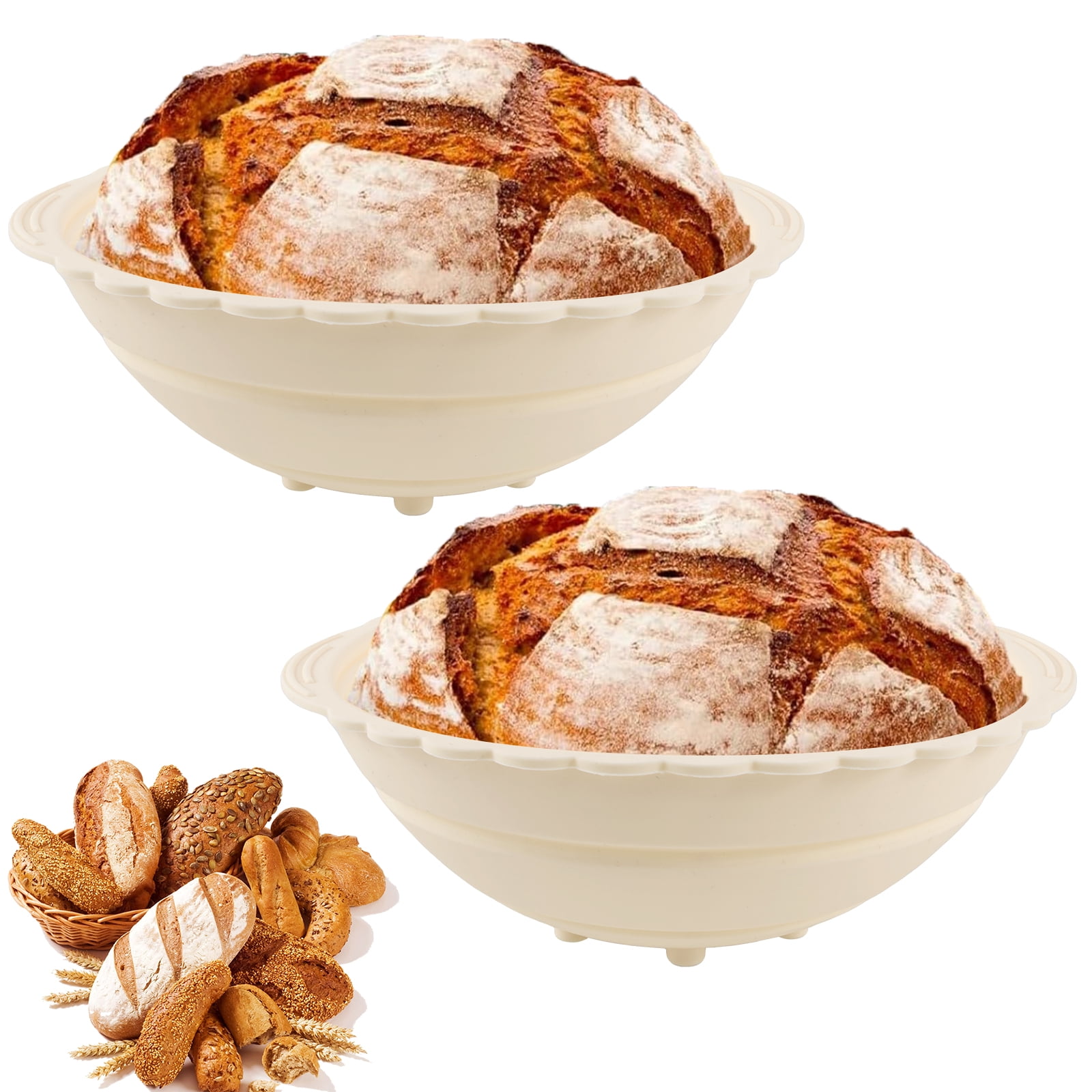 Silicone Bread Proofing Basket Set of 2 Round Sourdough Bread Baking ...