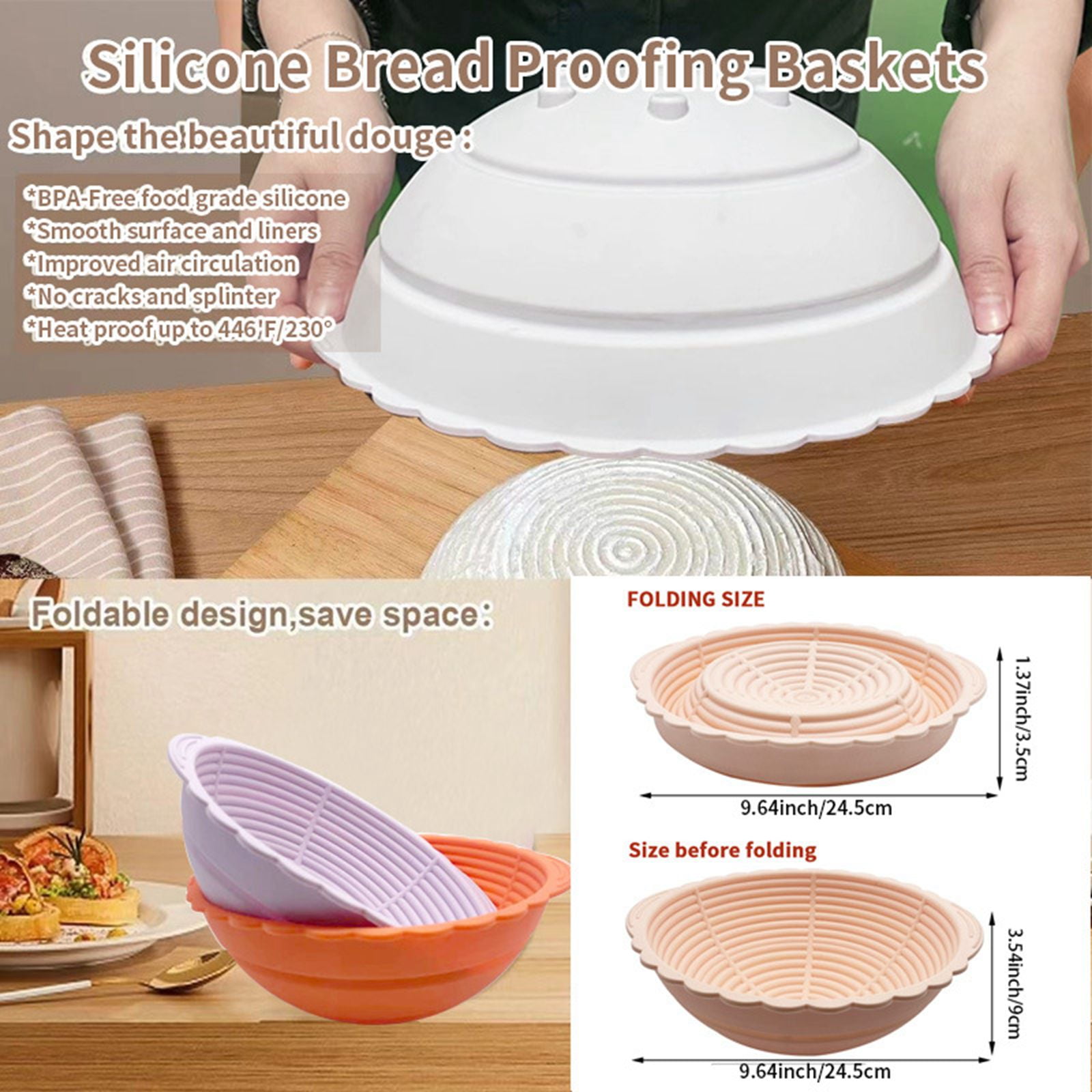 Silicone Bread Proofing Baskets Easy to Clean and Storage Bread Baking ...