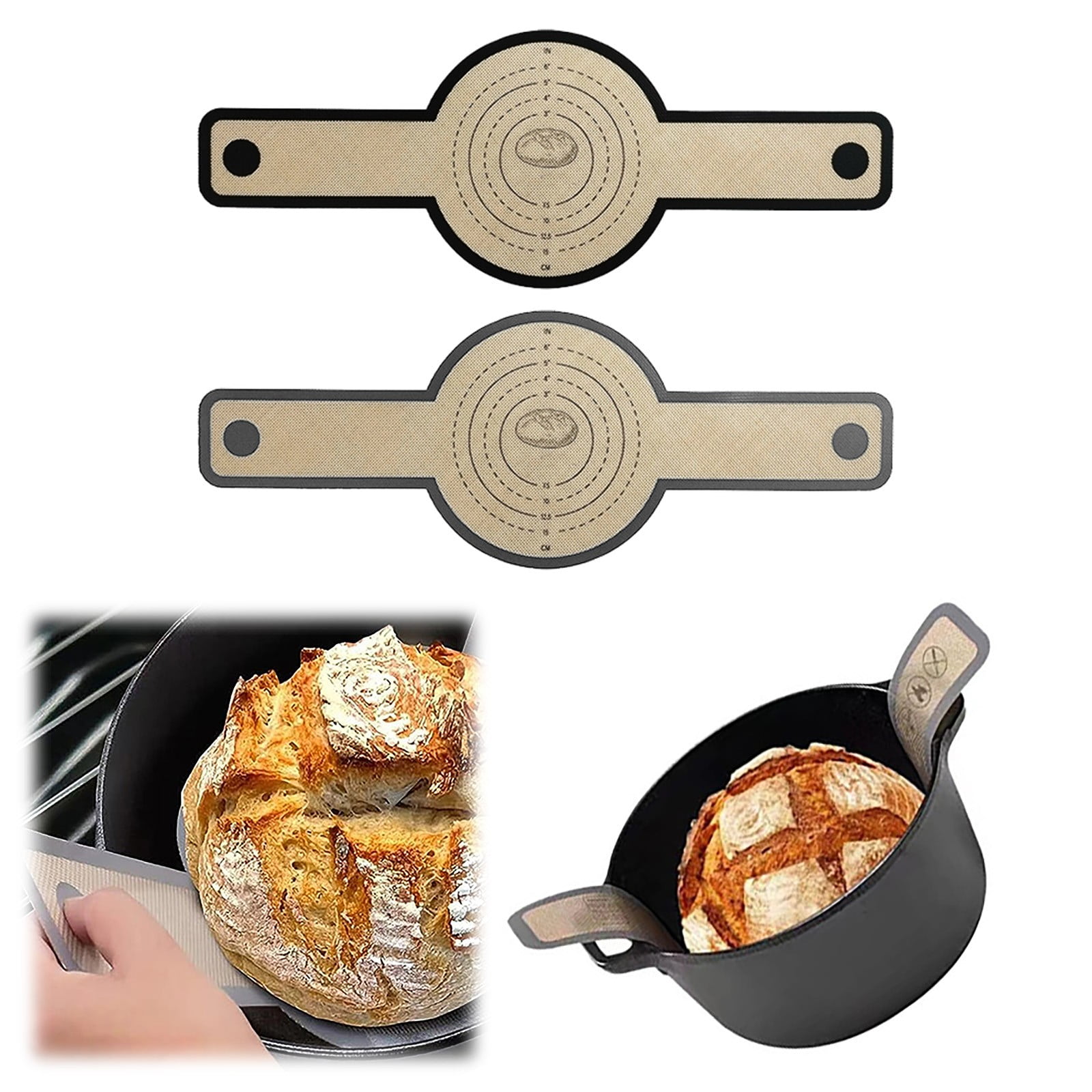 Silicone Bread Sling, 2 PCS 500 Degrees Heat-resistant Baking Mat, Non ...